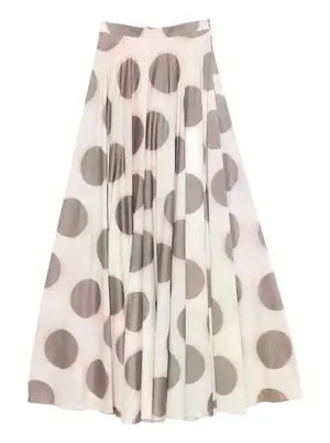 Camilla Polka Dot Pleated Maxi Skirt - Pink