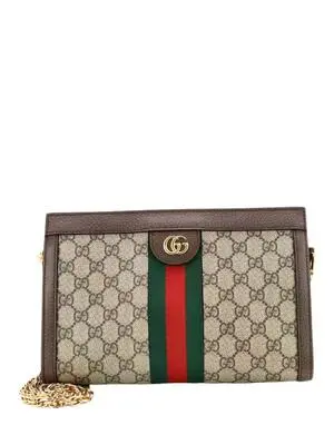 Gucci Ophidia Chain Shoulder Bag Gg Coated Canvas Small Crossbody Bag - Brown