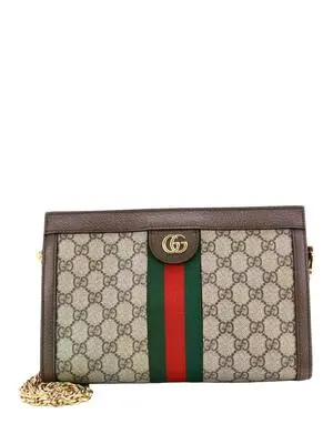 Gucci Ophidia Chain Shoulder Bag Gg Coated Canvas Small Crossbody Bag - Brown