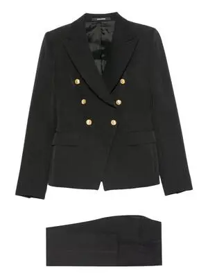 Tagliatore Double-breasted Peak-lapels Suit - Black