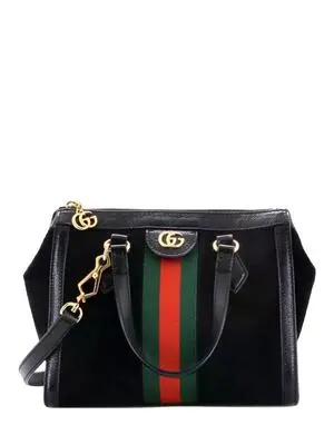 Gucci Ophidia Top Handle Tote Suede Small Satchel - Black