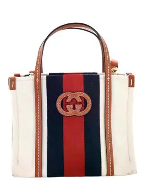 Gucci Interlocking G Web Canvas Mini Tote Bag - Brown