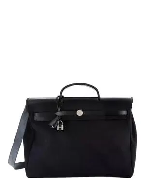 Hermès Hermès Herbag Zip Leather And Toile 39 Satchel Black