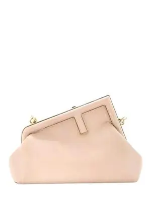 Fendi First Bag Leather Small Clutch Bag - Neutrals