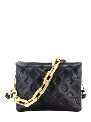 LOUIS VUITTON Monogram Embossed Lambskin Coussin Bb Crossbody Bag - Black