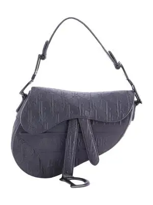 Dior Saddle Handbag Oblique Embossed Calfskin Mini Shoulder Bag - Black