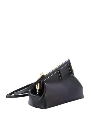 Fendi First Bag Leather Small Clutch Bag - Black