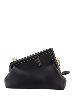 Fendi First Bag Leather Small Clutch Bag - Black
