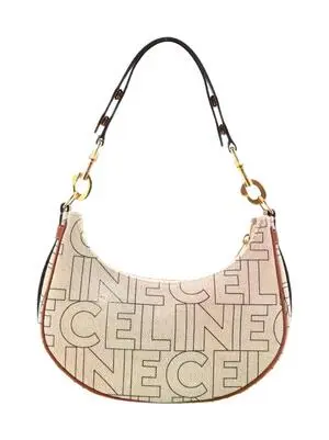 Celine Ava Bag All Over Logo Textile Medium Shoulder Bag - Brown
