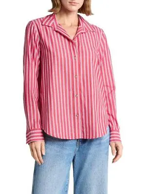 BEACHLUNCHLOUNGE Bentley Striped Cotton Button-up Shirt - Ruby Lines