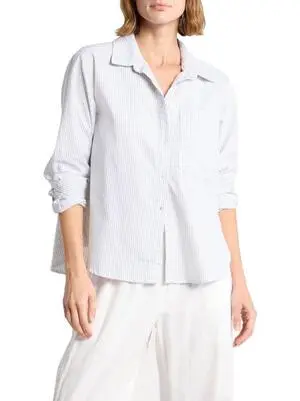 BEACHLUNCHLOUNGE Striped Cotton Shirt - Sage Moss