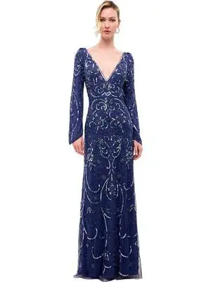 BEAUUT Embellished Sequin Maxi Dress - Blue