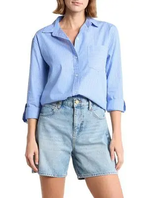 BEACHLUNCHLOUNGE Carson Stripe Button-up Shirt - Blue Shark