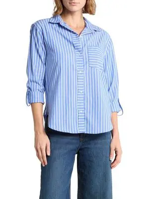 BEACHLUNCHLOUNGE Carson Stripe Button-up Shirt - Rustic Blueberry