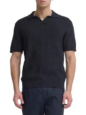CASUAL FRIDAY Dyrvik Textured Cotton Knit Polo - Dark Navy
