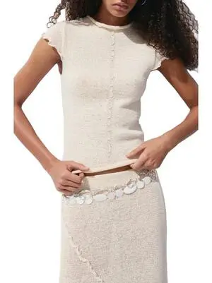 MANGO MANGO Wavy Cap Sleeve Sweater