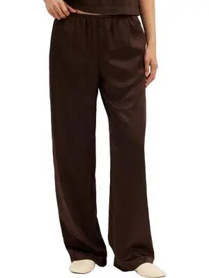 Madewell Devon Satin Wide Leg Pants - Dark Chicory