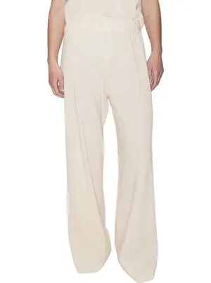 Mango Textured Knit Straight Leg Pants - Sand