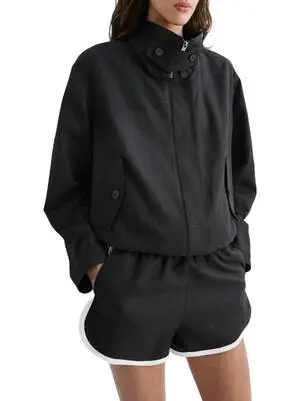 Mango Funnel Neck Bomber Jacket - Black