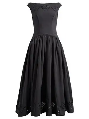 HOUSE OF CB HOUSE OF CB Lauren Embroidered Cotton Blend Midi Dress