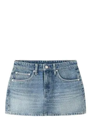 Mango Embellished Denim Mini Skirt - Medium Blue