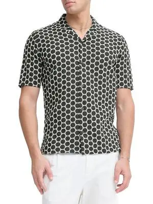 CASUAL FRIDAY Samwell Embroidered Eyelet Camp Shirt - Dark Navy