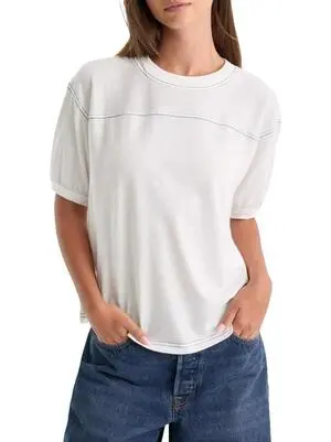 Good American The Gym Tee T-shirt With Contrast Stitching - Chalk