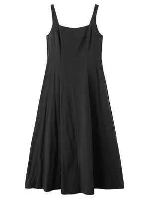 Mango Crinkled A-line Square Neck Dress - Black