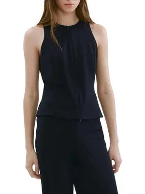 Mango Fitted Zip Vest - Navy