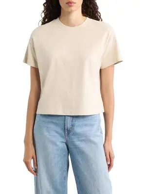Marine Layer Luxe Cotton Blend Jersey Crewneck T-shirt - Whitecap