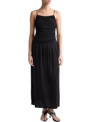 KALLMEYER Reese Ruched Sleeveless Maxi Dress - Black