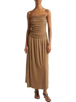 KALLMEYER Reese Ruched Sleeveless Maxi Dress - Nutmeg