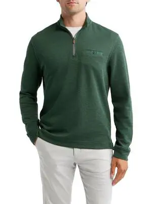 Johnnie-o Flame Stitch Quarter Zip Pullover - Evergreen