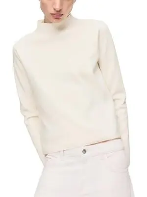 Mango Mock Neck Fine Knit Sweater - Ecru