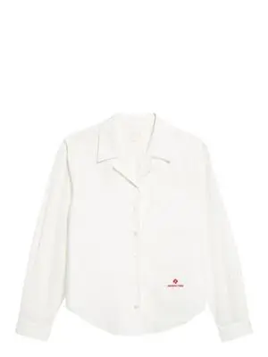 SHUSHU/TONG Open Collar Cotton Button-up Shirt - White