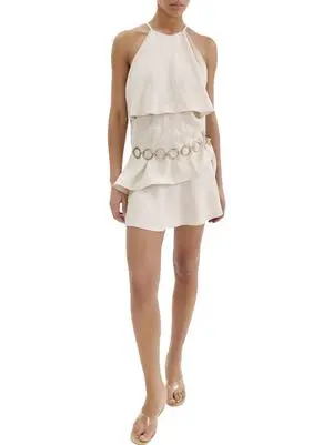 Mango Ruffled Modal Blend Dress - Ecru