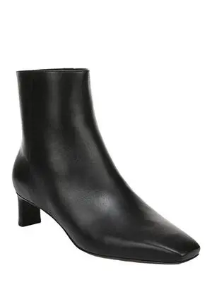 Vince Lilith Leather Bootie With Squared Toe And Side Zip - Black