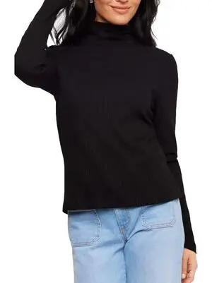 Karen Kane Ribbed Turtleneck Top - Black