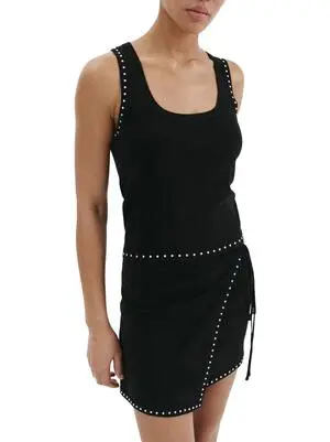 Mango Studded Knit Tank Top - Black
