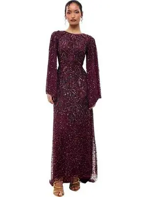 MARYISA Embellished Sequins Maxi Gown - Mauve