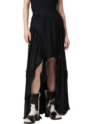 ALLSAINTS Dorina Tiered High-low Maxi Skirt - Black