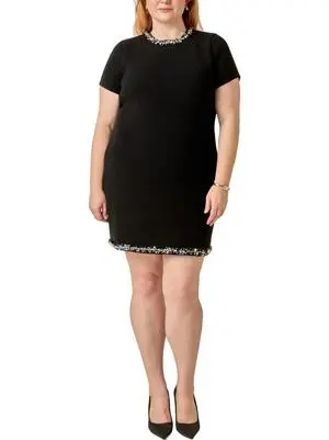Endless Rose Embellished Sheath Dress - Black