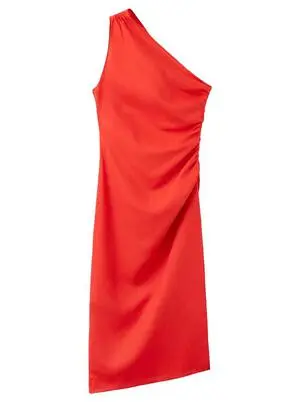 Mango Asymmetrical One-shoulder Midi Dress - Orange