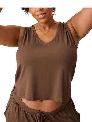 KINDRED BRAVELY Kindred Bravely Aria Cropped V-Neck Tank Chocolate