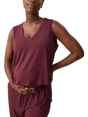 KINDRED BRAVELY Kindred Bravely Aria Cropped V-Neck Tank Deep Burgundy