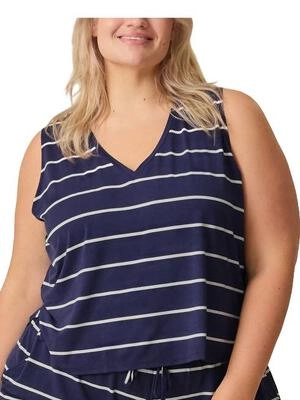 KINDRED BRAVELY Kindred Bravely Aria Cropped V-Neck Tank Navy White Stripe