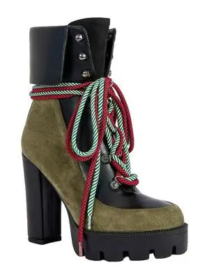 AZALEA WANG AZALEA WANG Lace-Up Block Heel Bootie