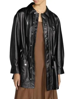FRAME Leather Safari Jacket - Black