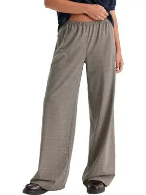 Good American Plaid Wide Leg Trousers - Mini Plaid