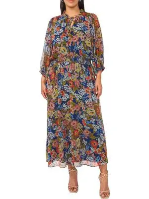 VINCE CAMUTO Vince Camuto Floral Tie Neck Maxi Dress